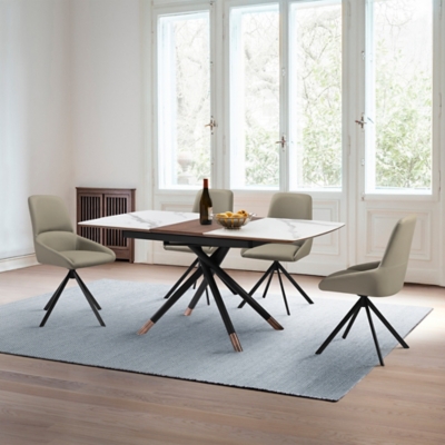 Armen Living Alora and Maverick Extendable Dining Table and 4 Chairs ...