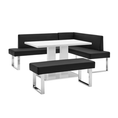 Armen Living Amanda Dining Table with Nook Sofa and Bench | Ashley