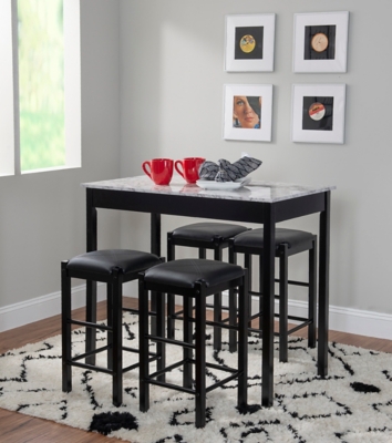Iris 5PC Tavern Set Black Faux Marble | Ashley