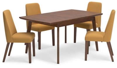 Click here for Lyncott Dining Table and 4 Chairs  Mustard/Brown prices