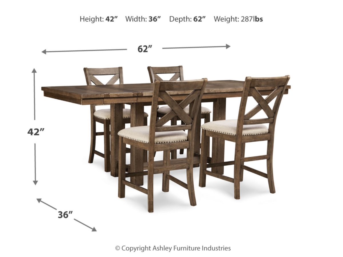Moriville Counter Height Dining Table and 4 Barstools Ashley