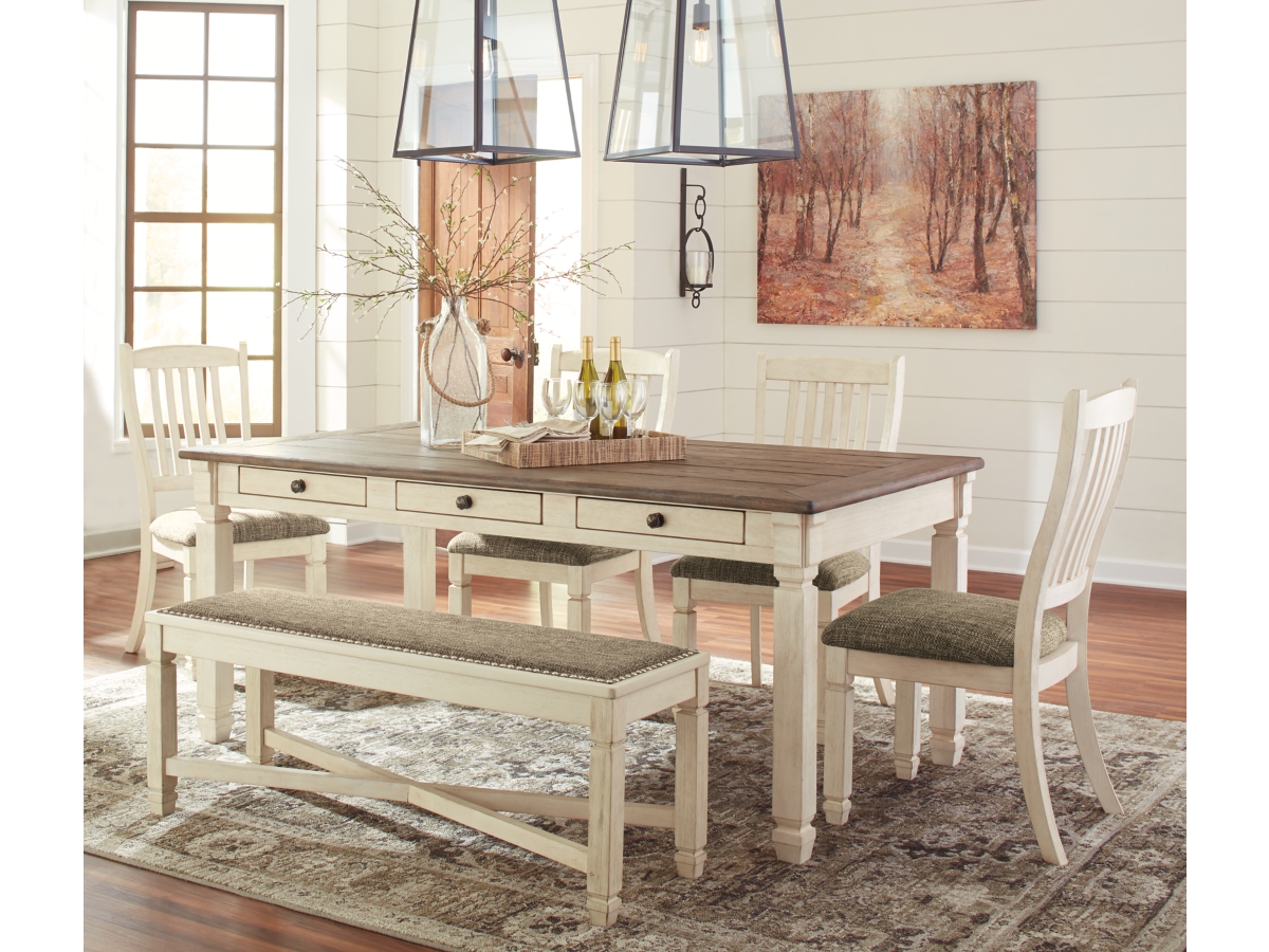 Bolanburg Dining Table and 4 Chairs and Bench Ashley