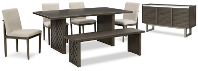 Arkenton Dining Table and 4 Chairs and Bench with Storage | Ashley