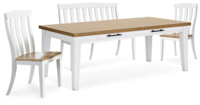Click here for Ashbryn Dining Table and 2 Chairs and Bench  White... prices
