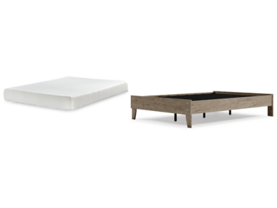 Oliah Queen Platform Bed with Chime 8 Inch Medium Memory Foam Mattress | Ashley
