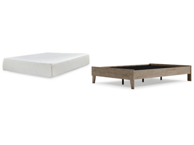 Oliah Queen Platform Bed with Chime 12 Inch Plush Memory Foam Mattress | Ashley
