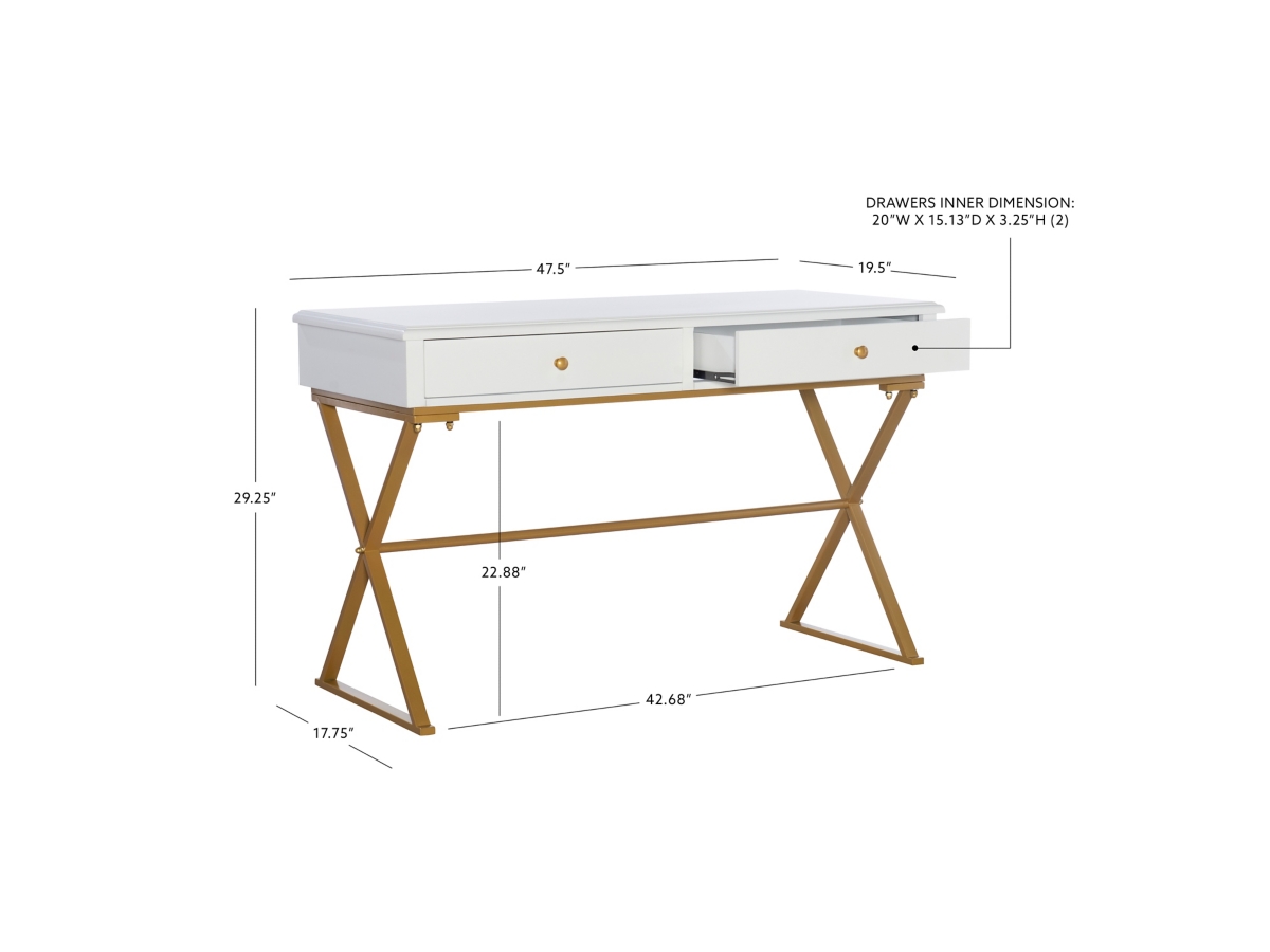 White and gold campaign desk store