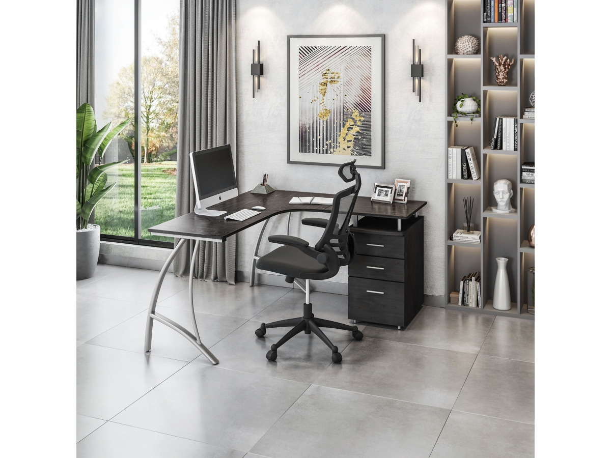 L shaped desk with matching filing cabinet store
