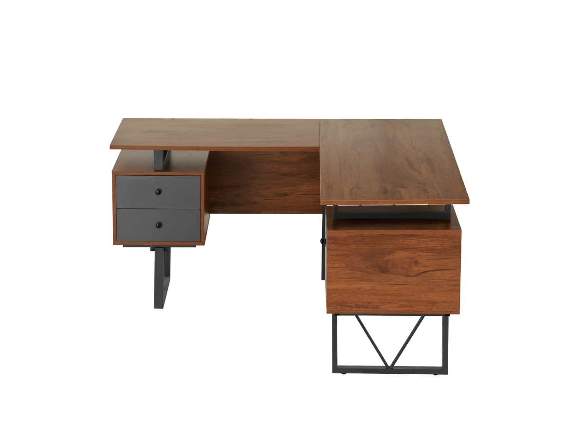 Techni Mobili Reversible L Shape Computer Desk with Drawers Ashley