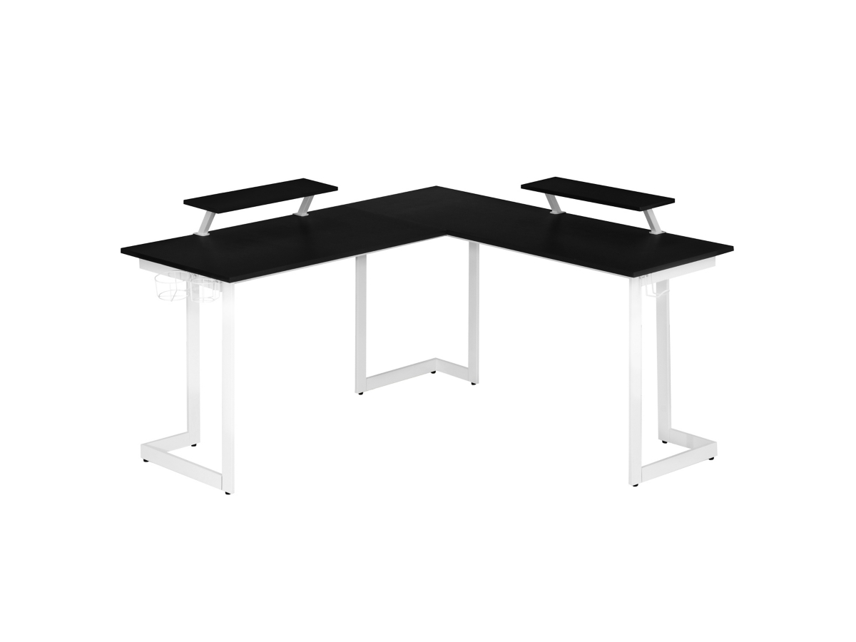 L shaped gaming desk white store
