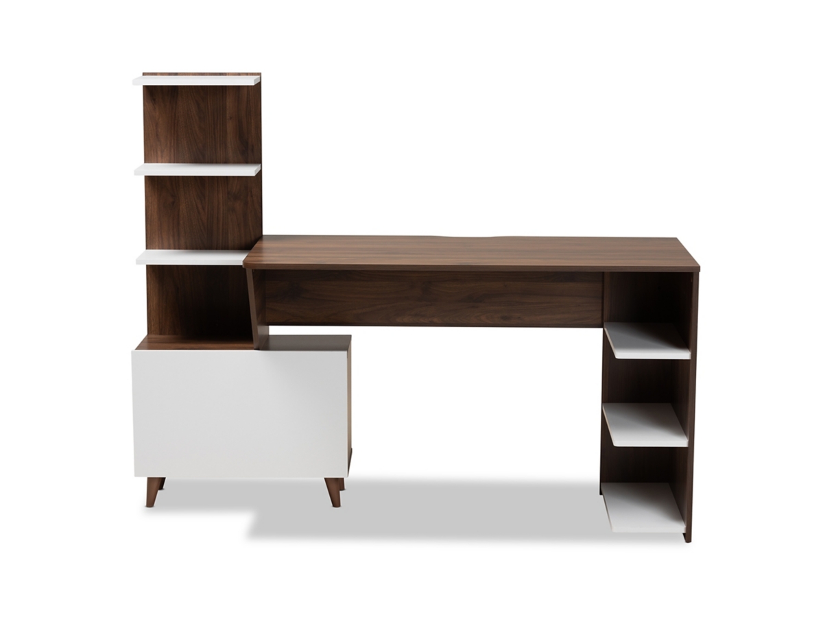 Baxton Studio Tobias Storage Computer Desk with Shelves Ashley