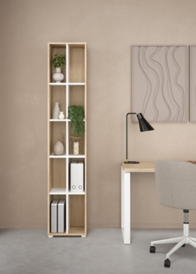 Click here for Sign 10 Shelf Narrow Bookcase  Jackson Hickory/Whi... prices