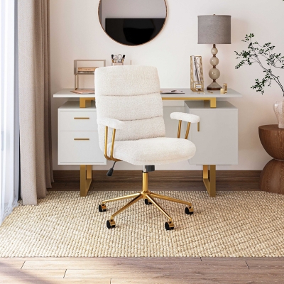 Click here for Techni Mobili Home Office Desk Chair  White/Gold prices