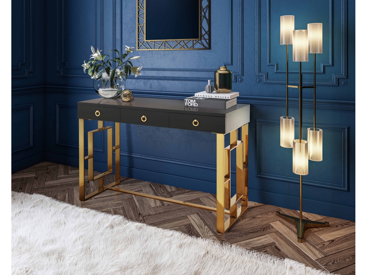 TOV Furniture Audrey Gray Lacquer Desk
