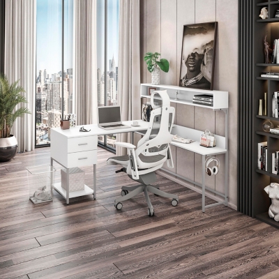 Techni Mobili L Shape Desk with Hutch and Storage