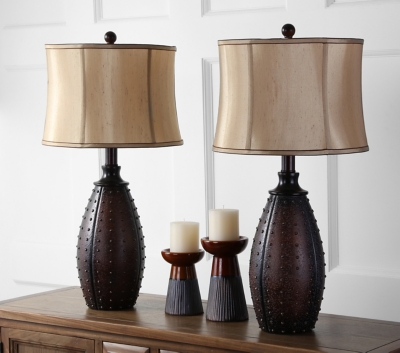 Studded Faux Leather Table Lamp (Set of 2) | Ashley Furniture HomeStore