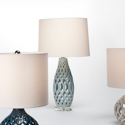 Click here for Filigree Table Lamp in Pale Blue Ceramic with Cone... prices