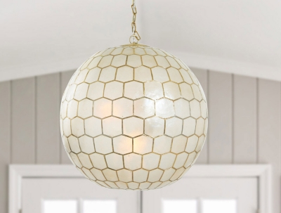Click here for Storied Home Capiz Honeycomb Globe Chandelier Pend... prices