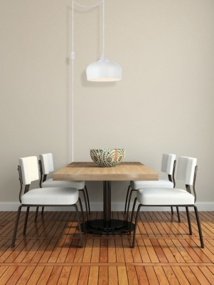 Click here for Living District Nora 1 Light White Plug-In Pendant prices