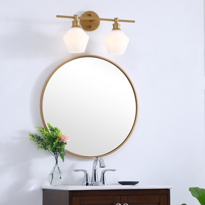 Click here for Gene 2 Light Brass And Frosted White Glass Wall Sc... prices