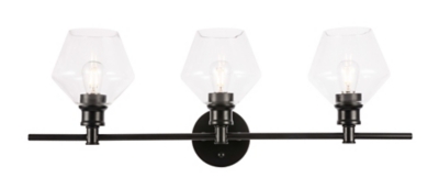 Click here for Gene 3 Light Black And Clear Glass Wall Sconce  Bl... prices