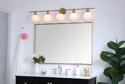 Click here for Collier 5 Light Brass And Frosted White Glass Wall... prices