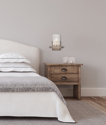 Click here for Cassie 1 Light Bath Sconce In Satin Nickel w/ Clea... prices