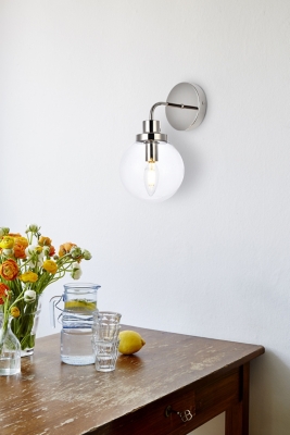 Click here for Hanson 1 Light Bath Sconce In Polished Nickel w/ C... prices