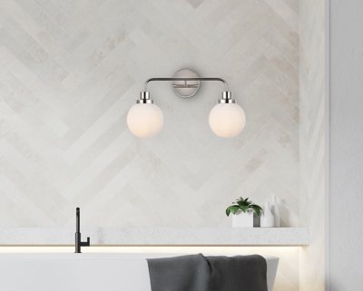 Click here for Hanson 2 Lights Bath Sconce In Polished Nickel w/... prices