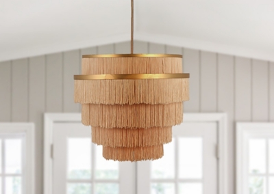 Click here for Storied Home Boho 5-Tier Chandelier with Fringe  G... prices