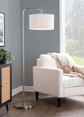 Click here for LumiSource Puck Arc Floor Lamp  White/Silver prices