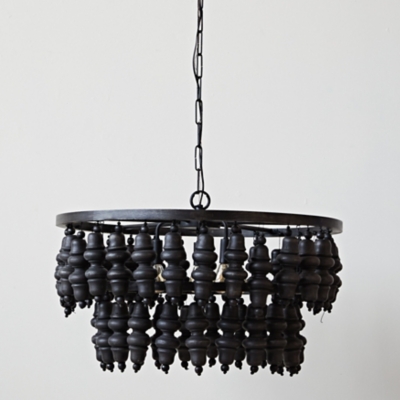Click here for Storied Home Round Bead 5-Light Chandelier  Black prices