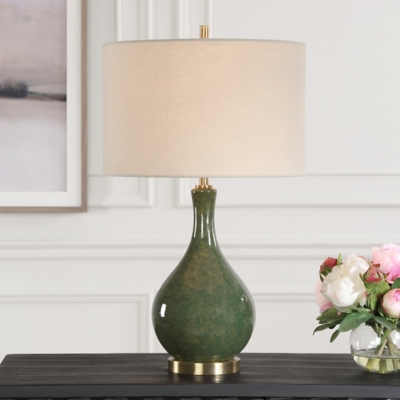 Click here for Exalted Living Distressed Accent Table Lamp  Green prices