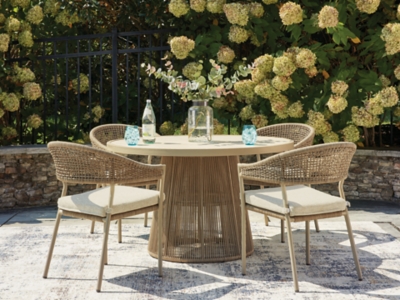 Click here for Ocean Park Outdoor Dining Table and 4 Chairs  Beig... prices