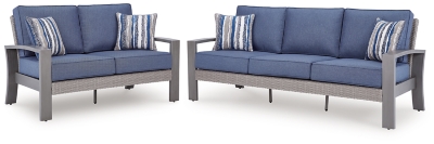 Click here for Dillon Beach Outdoor Sofa and Loveseat  Blue/Gray prices