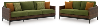 Click here for Horizon Hall Outdoor Sofa and Loveseat  Brown/Gree... prices