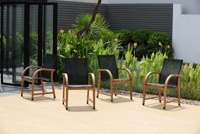 Click here for Amazonia Outdoor Sling Armchairs (Set of 4)  Black... prices