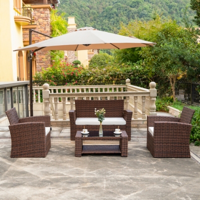 Click here for 4-Piece Outdoor Patio Sofa Set with Cushions  Whit... prices