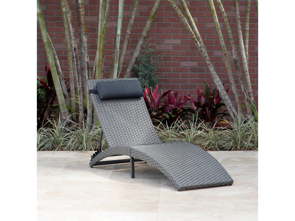 Amazonia Outdoor Chaise Lounge with Head Cushion Ashley