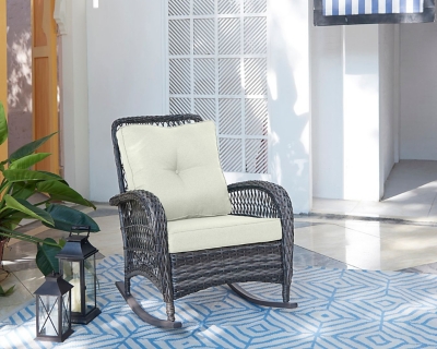 Click here for Fruttuo Outdoor Rocking Chair with Cushion  Gray/C... prices