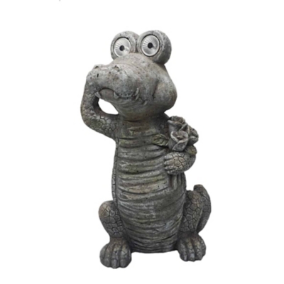 Galt International Outdoor Solar Power Crocodile Statue | Ashley