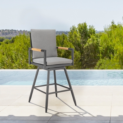 Click here for Crown Outdoor Patio Swivel Bar Stool  Dark Gray prices