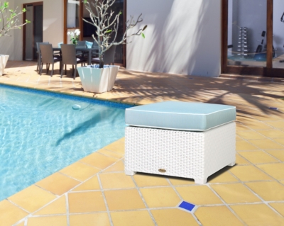 Click here for Magnolia Outdoor Ottoman  White prices
