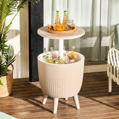 Click here for Cancun 2-in-1 Outdoor Cooler Side Table  Taupe prices