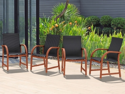 Click here for Amazonia Outdoor Sling Armchairs (Set of 4)  Dark... prices