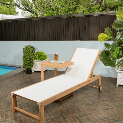 Click here for Jonathan Y Trabuco Outdoor Chaise Lounge with Side... prices