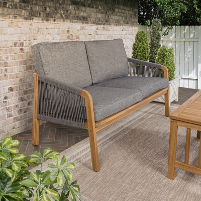 Click here for Jonathan Y Arwen Outdoor Loveseat  Gray/Teak Brown prices