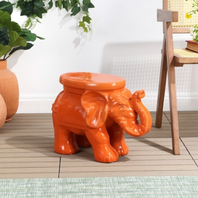 Click here for Jonathan Y Elephant Outdoor Garden Stool  Orange prices