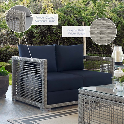 Click here for Modway Aura Outdoor Patio Rattan Loveseat  Gray/Na... prices
