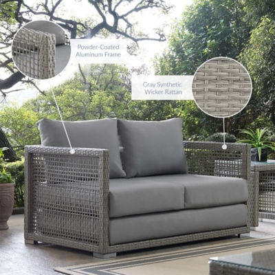 Click here for Modway Aura Outdoor Patio Rattan Loveseat  Gray/Gr... prices